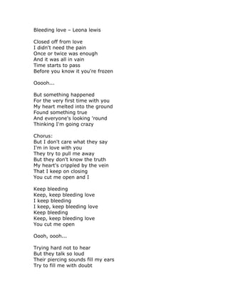 Bleeding Love Guitar Chords