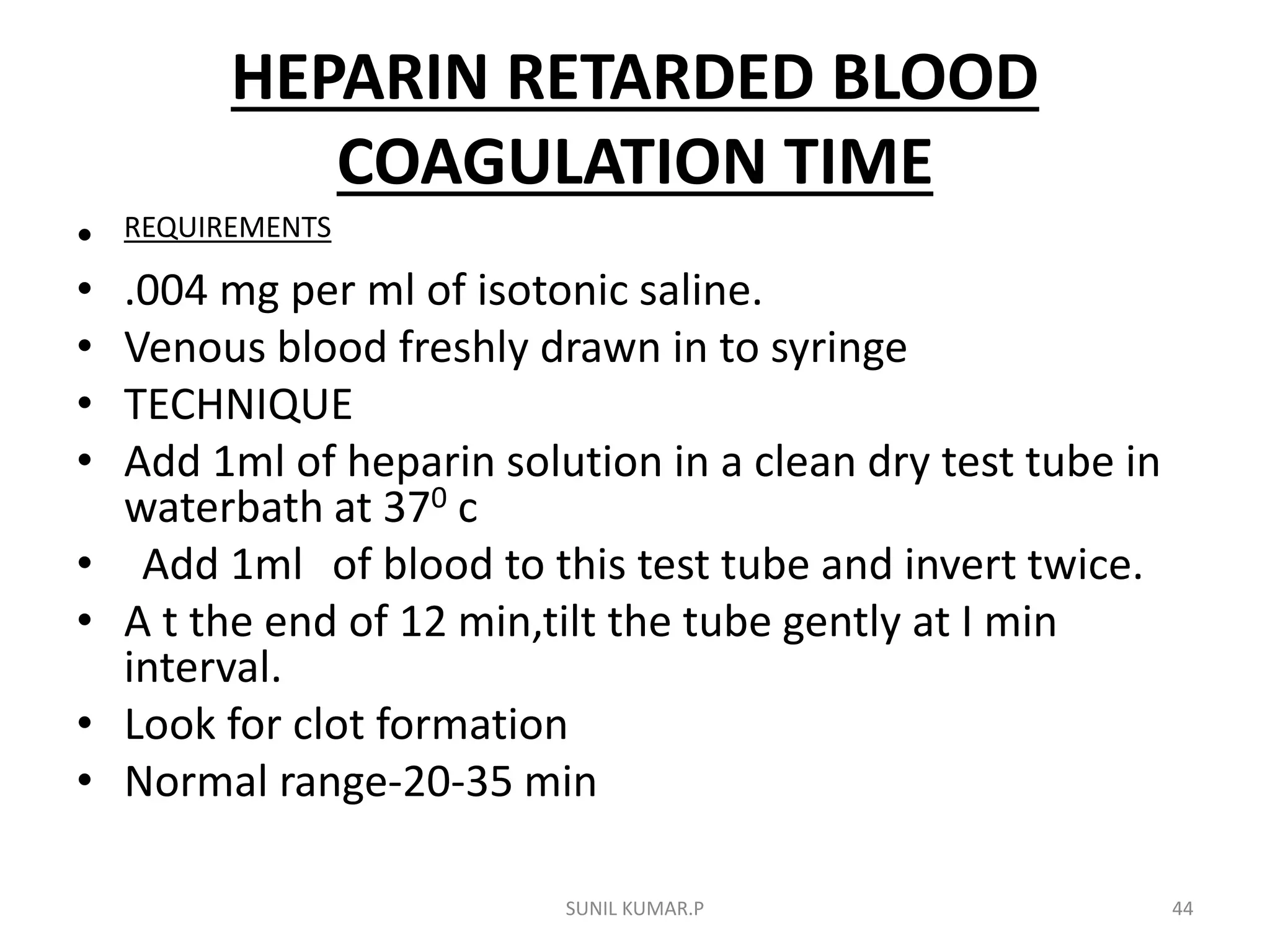 Bleeding time and clotting time | PPTX