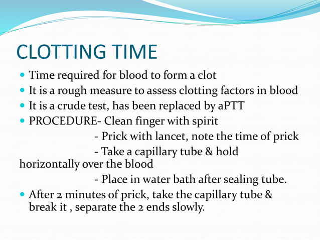 BLEEDING TIME & CLOTTING TIME.pptx | Blood Disorders | Diseases and ...