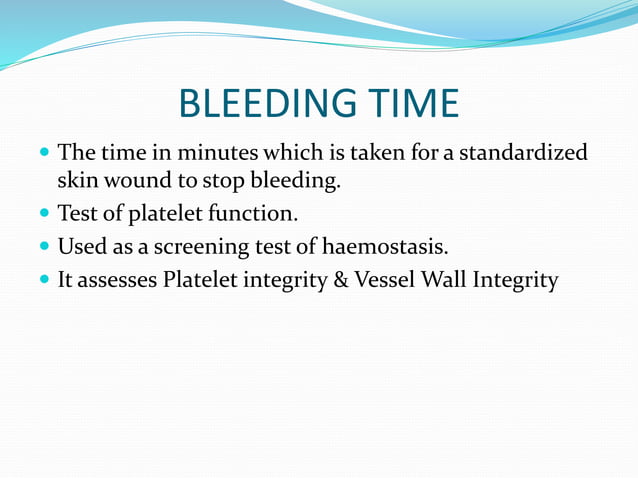 BLEEDING TIME & CLOTTING TIME.pptx | Blood Disorders | Diseases and ...