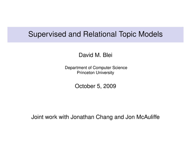 supervised and relational topic models | PDF