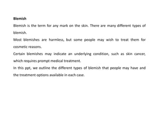 Blemishes: cosmetic related skin problem | PDF