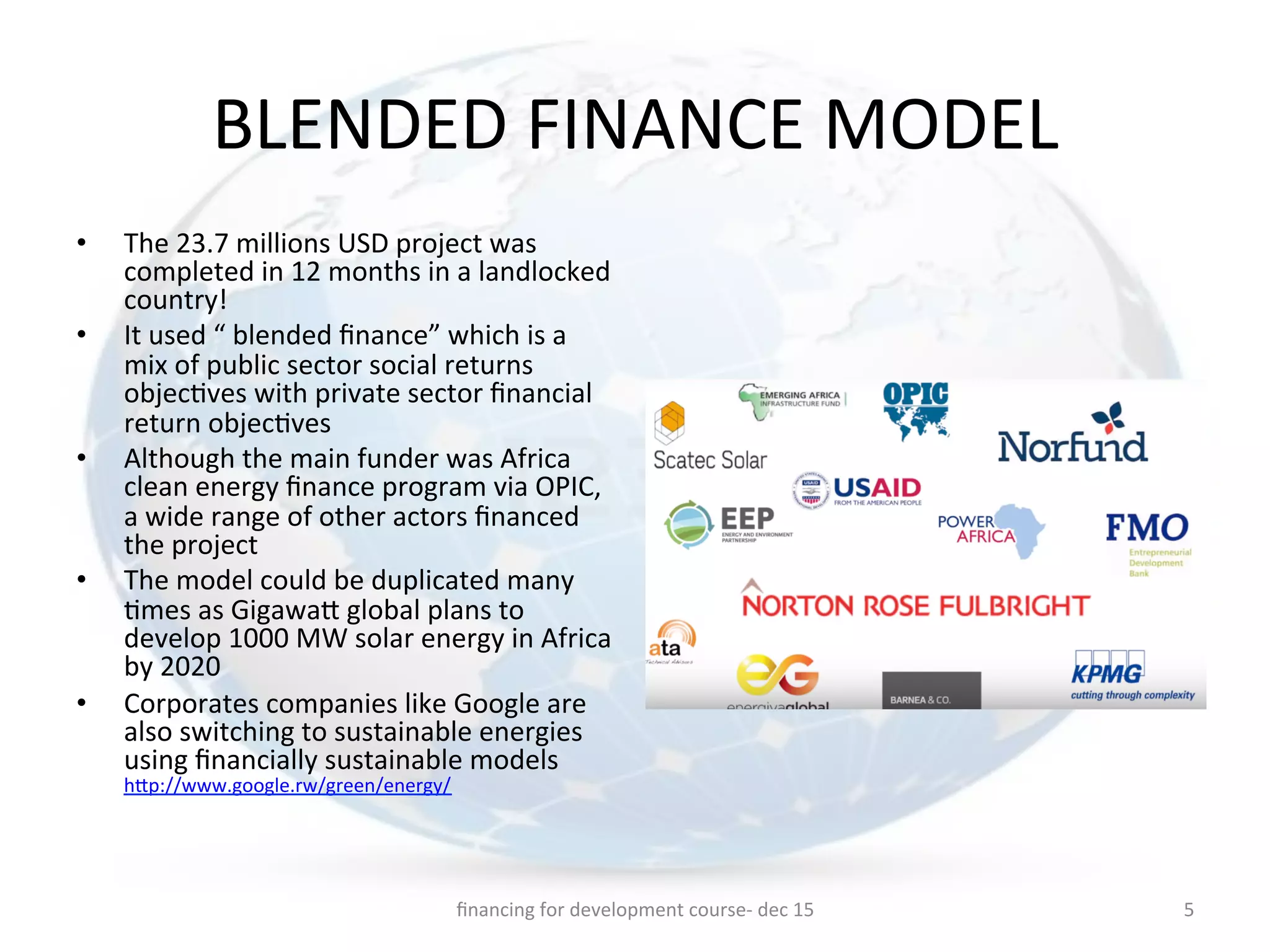 Blended finance model dec 2015 | PDF