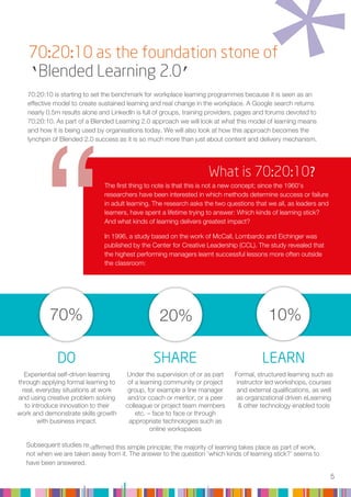 Blended learning 2.0 - 70:20:10 what it is and how to do it | PDF