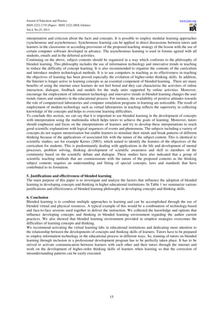 Blended learning environments the effectiveness in developing concepts and thinking skills | PDF ...