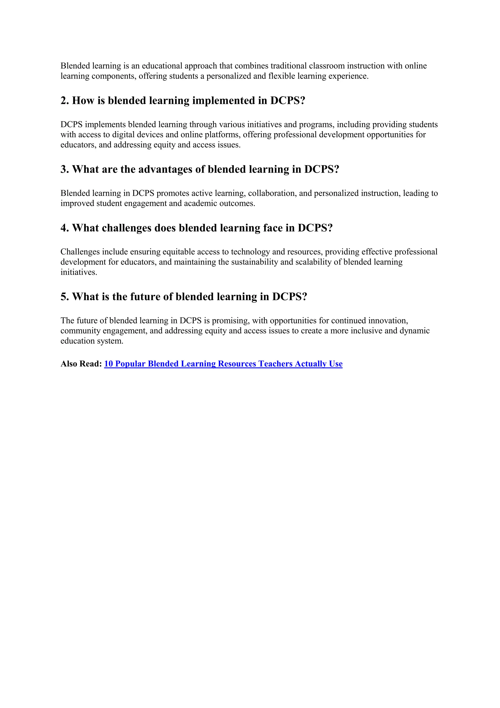 Blended Learning in DCPS: Revolutionizing Education | PDF