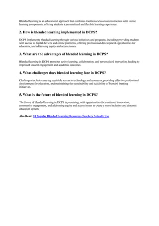 Blended Learning in DCPS: Revolutionizing Education | PDF