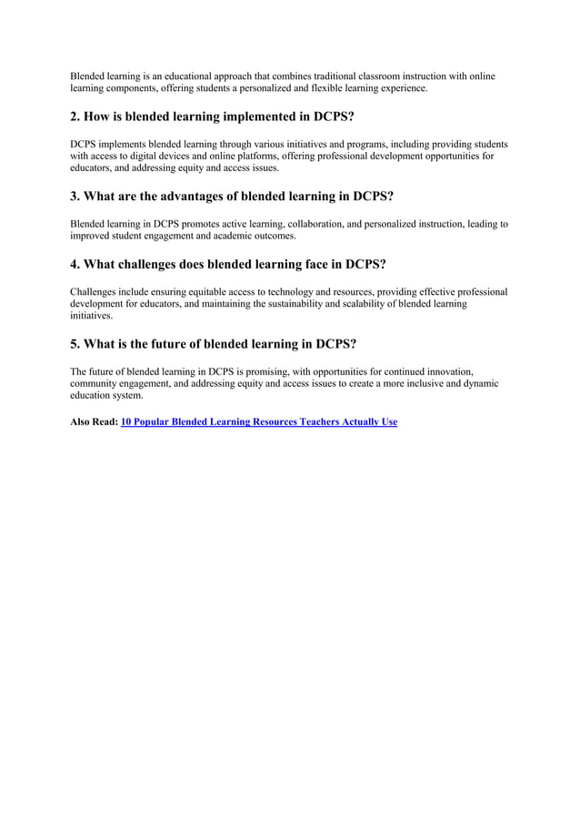 Blended Learning in DCPS: Revolutionizing Education | PDF