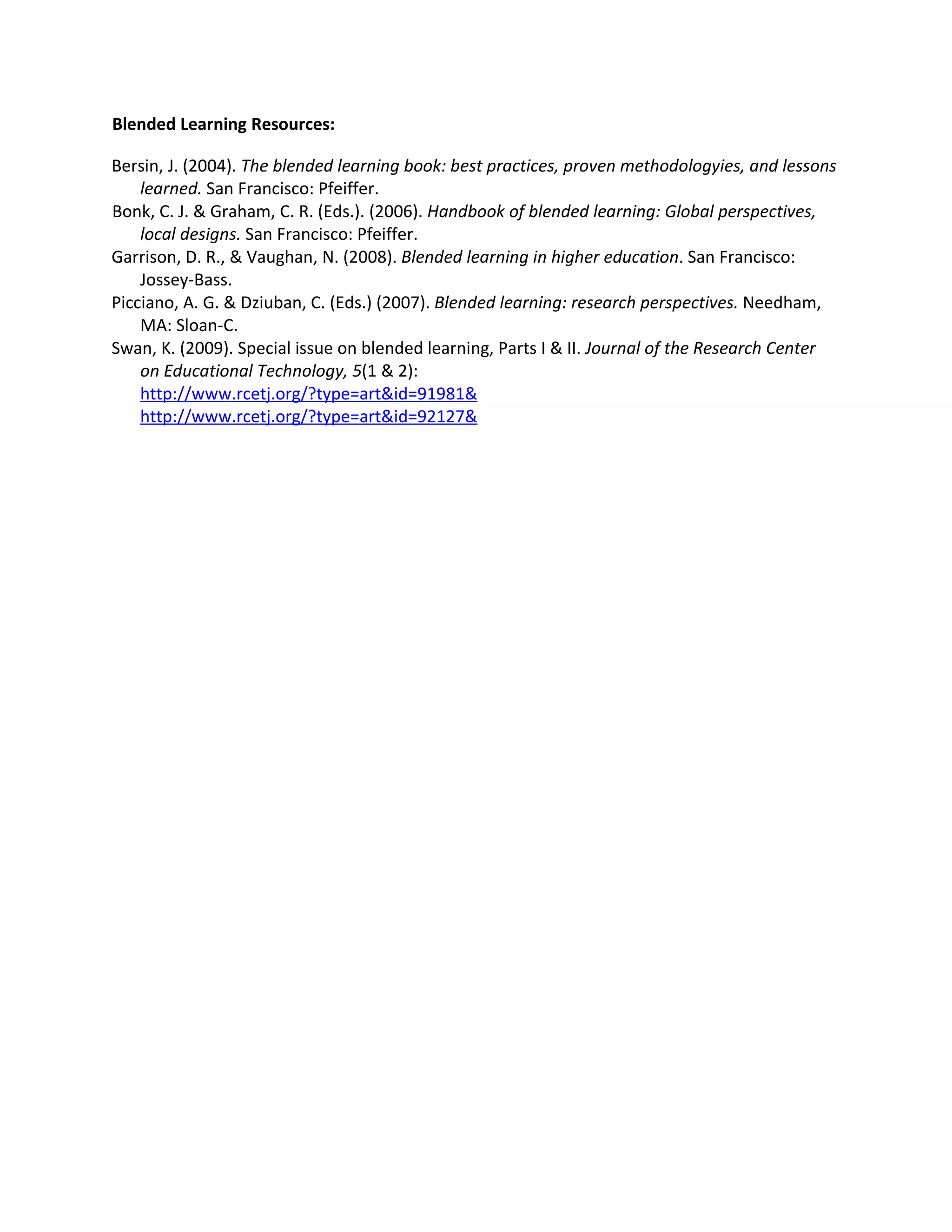 Blended Learning Resources Handout | PDF