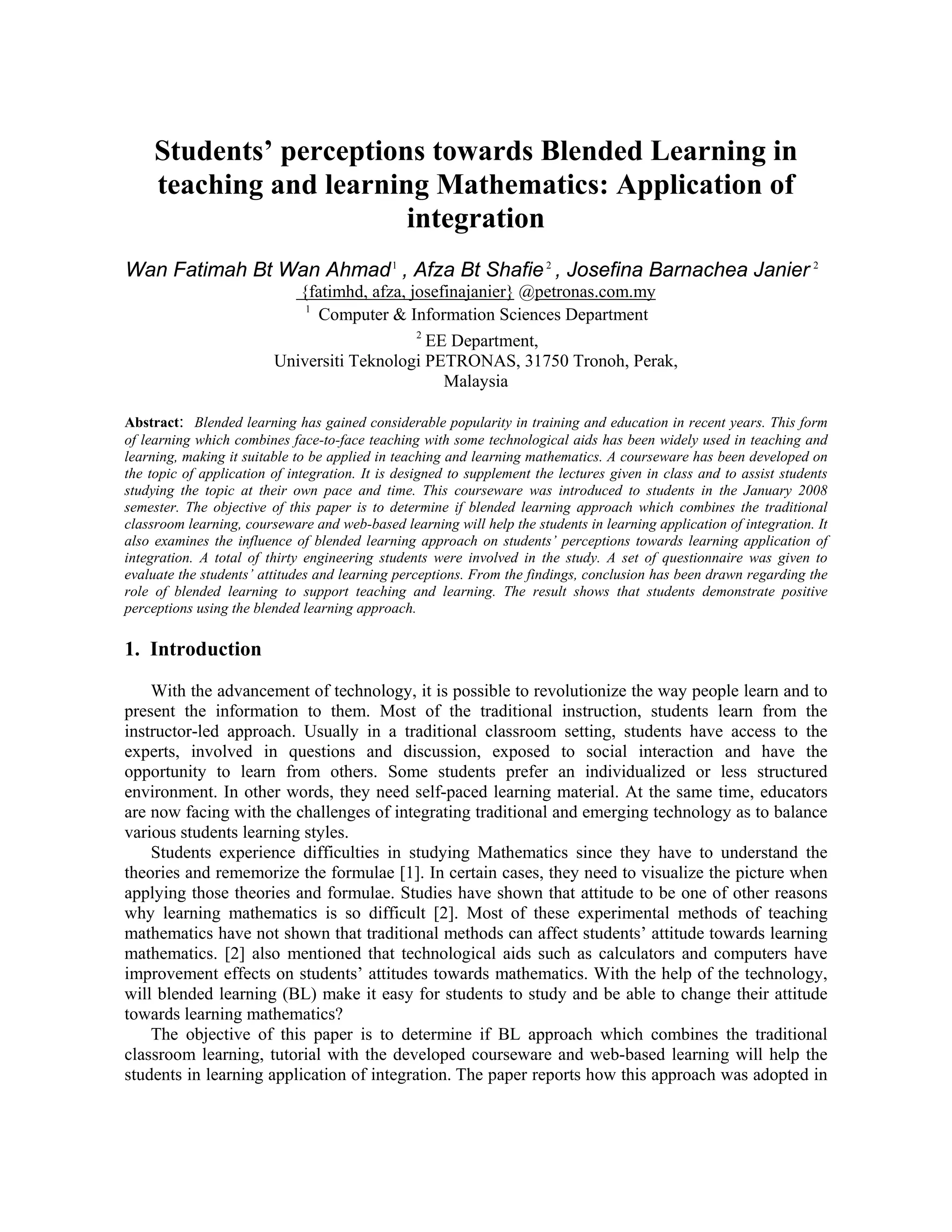 Blended learning student perception | PDF
