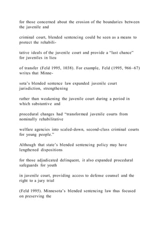 Blended Sentencing Laws and the PunitiveTurn in Juvenile Jus | DOCX