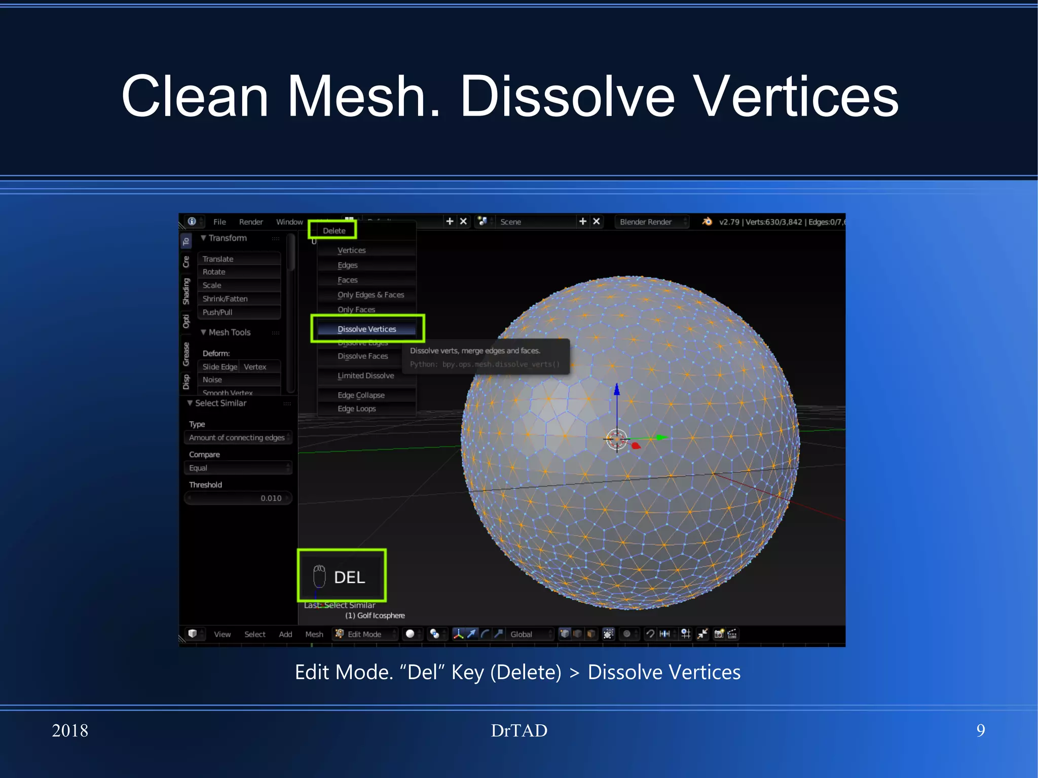 Drtad Blender Software Example 4a Modeling Based On Spherical Primitives 3d Golf Ball