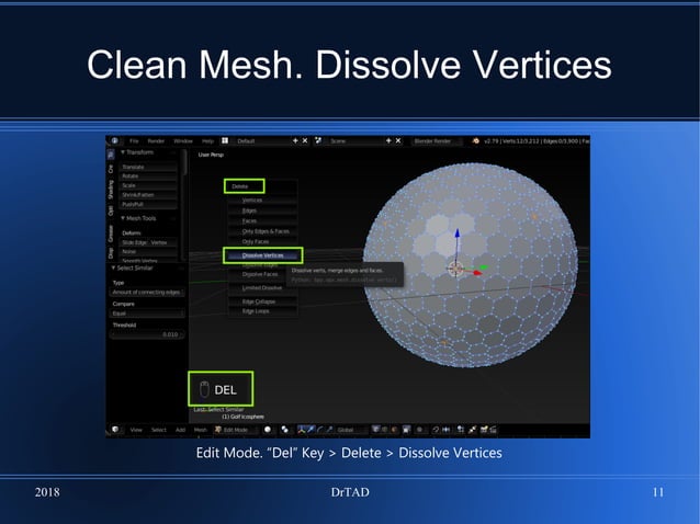 Drtad Blender Software Example 4a Modeling Based On Spherical Primitives 3d Golf Ball 