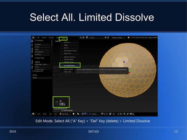 Drtad Blender Software Example 4a Modeling Based On Spherical Primitives 3d Golf Ball