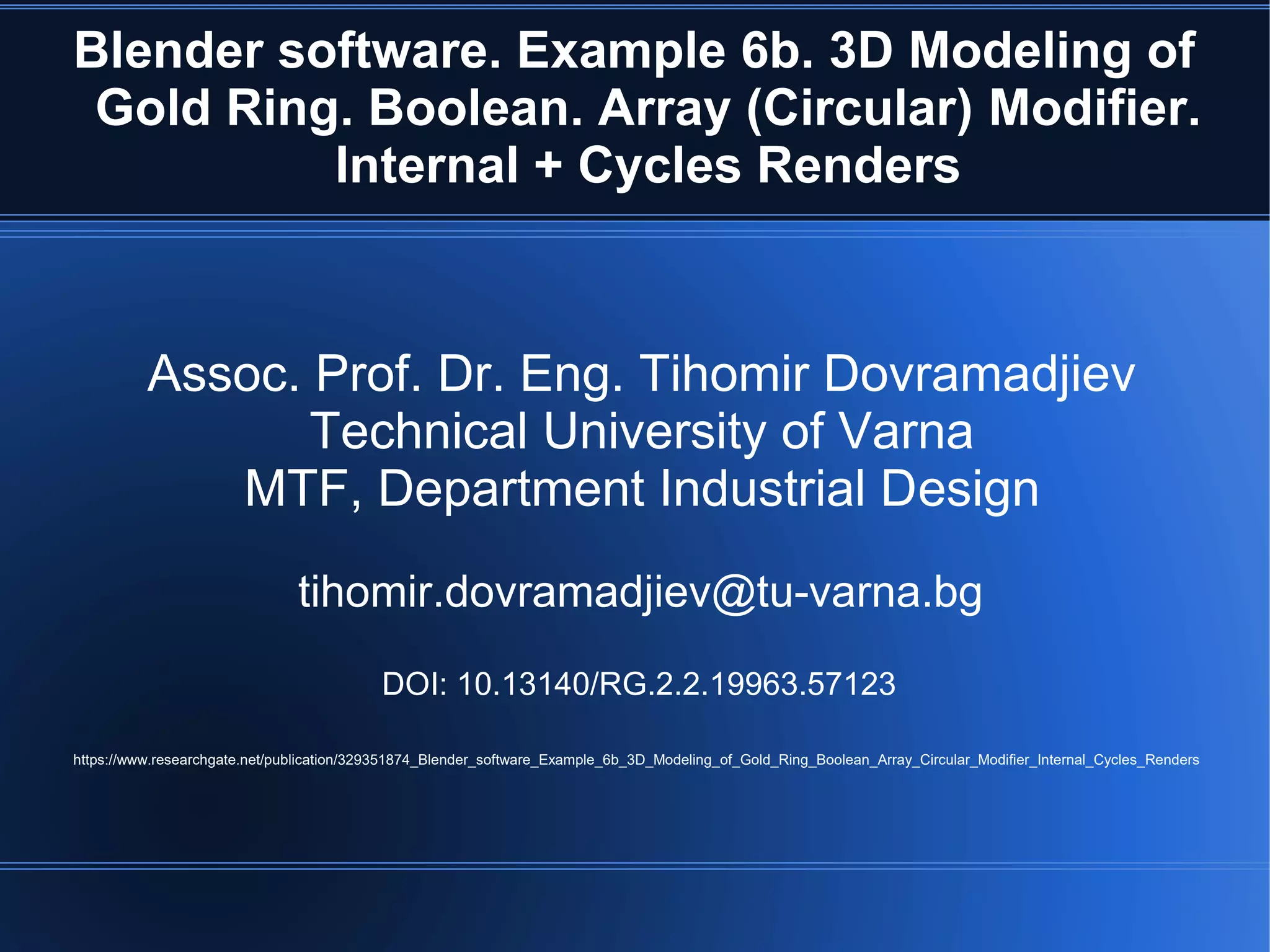 Drtad Blender Software Example 6b 3d Modeling Of Gold Ring Boolean