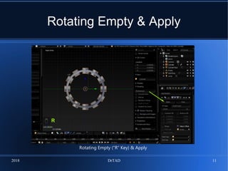 DrTAD Blender software. Example 6b. 3D Modeling of Gold Ring. Boolean. Array (Circular) Modifier ...
