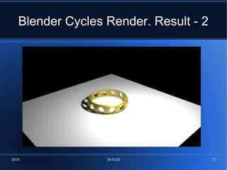 DrTAD Blender software. Example 6b. 3D Modeling of Gold Ring. Boolean. Array (Circular) Modifier ...
