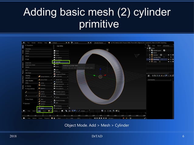 Drtad Blender Software Example 6b 3d Modeling Of Gold Ring Boolean Array Circular Modifier