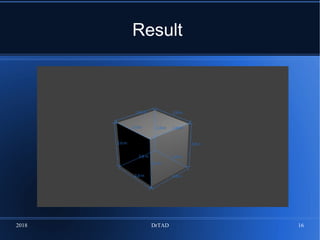 DrTAD Blender software. Example 10. Technical Documentation with MeasureIt. Dimensions ...