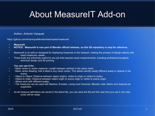 DrTAD Blender software. Example 10. Technical Documentation with ...