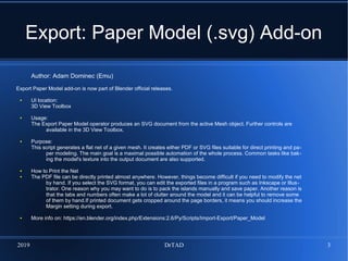 DrTAD Blender software. Example 13. Unfold. Export: Paper Model (.svg ...