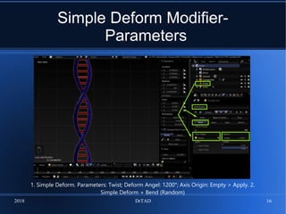 DrTAD Blender software. Example 6а. 3D Modeling of Human DNA. Array & Simple Deform Modifiers ...