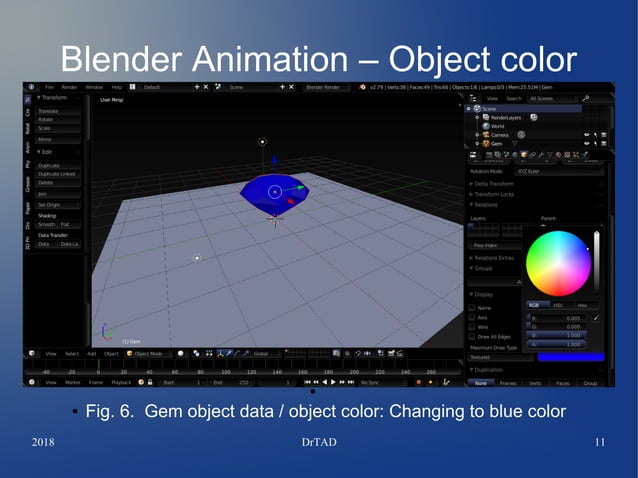 DrTAD Blender Tutorial Animation Basics - Change Object Color | PPT