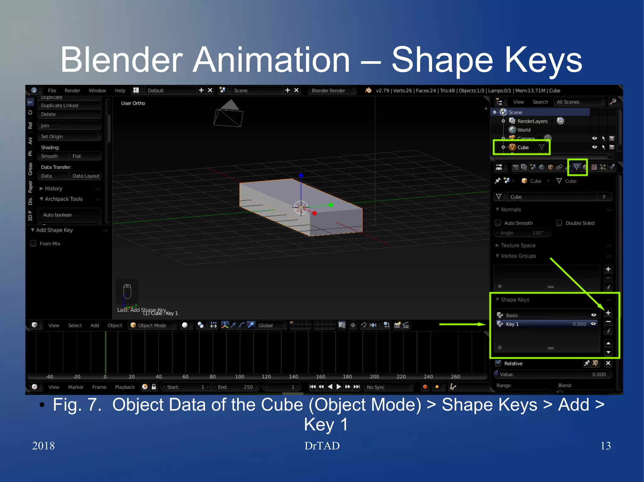 Drtad Blender Tutorial Animation Basics Transforming 3d Geometry With Shape Keys Ppt
