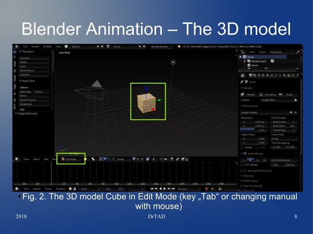 DrTAD Blender Tutorial Animation Basics - Transforming 3D geometry with shape keys | PPT