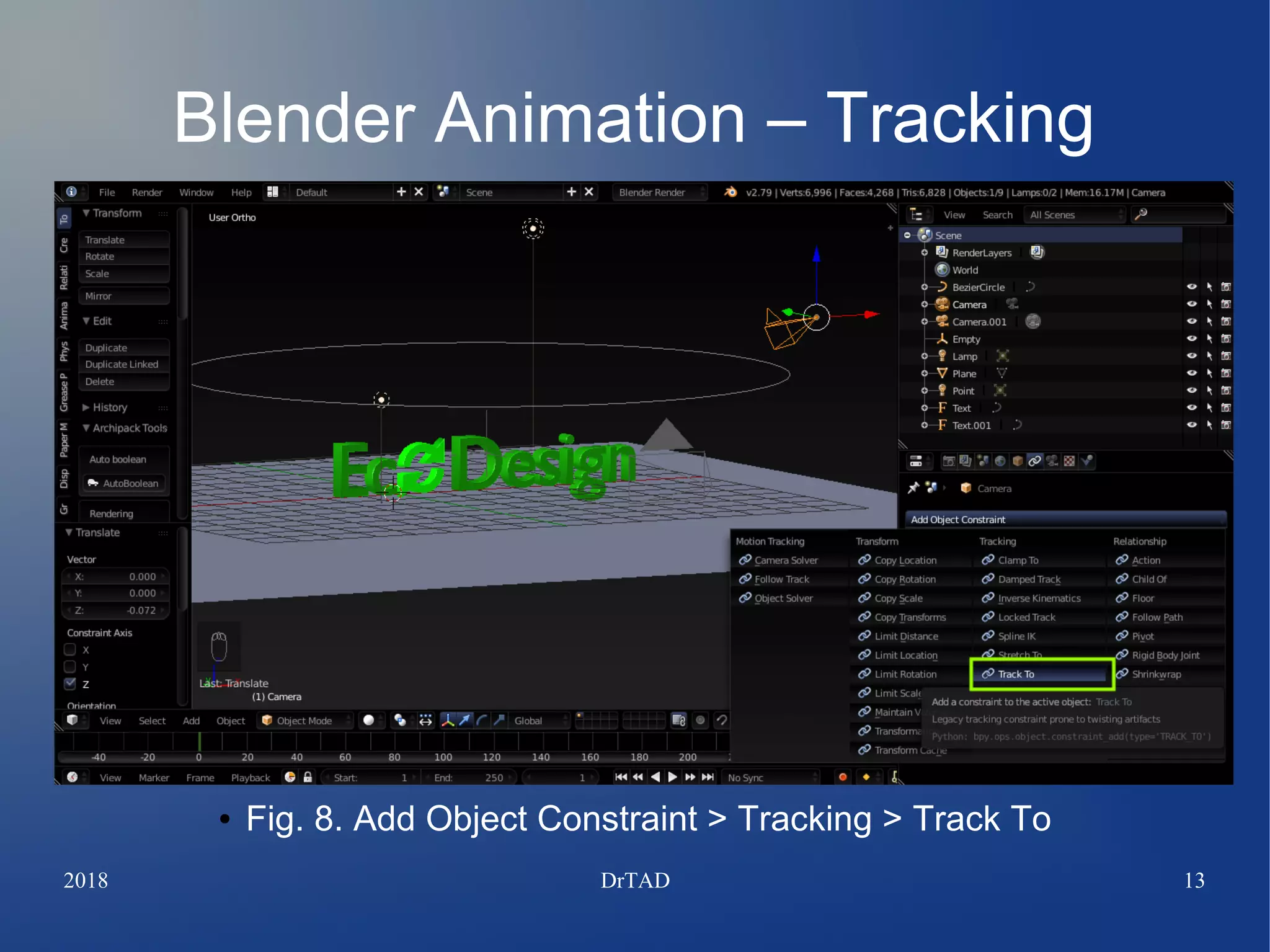 Blender Tutorial Animation Basics - Camera follow path tracking to target | PPT