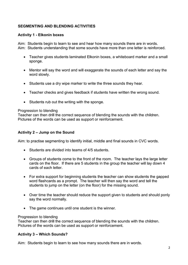 Blending and segmenting notes | PDF