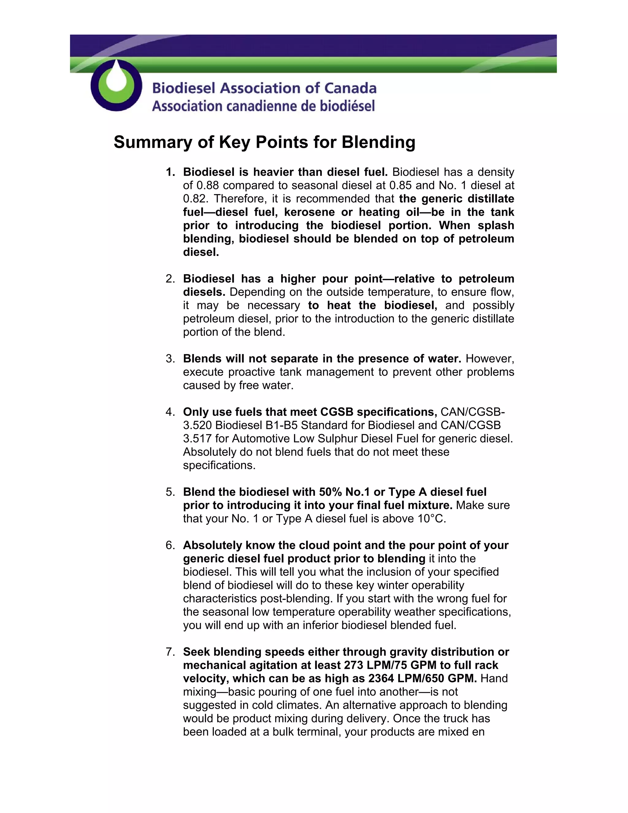 Blending biodiesel | PDF