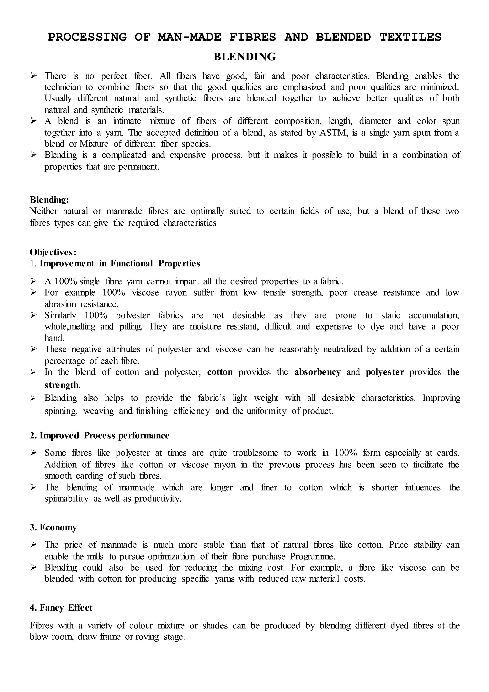 Blending of textile fibre (tcp) | DOCX