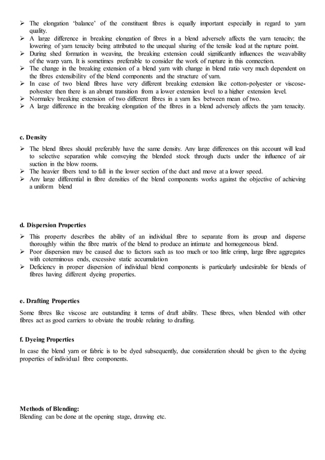 Blending of textile fibre (tcp) | DOCX | Needlework | Arts and Crafts