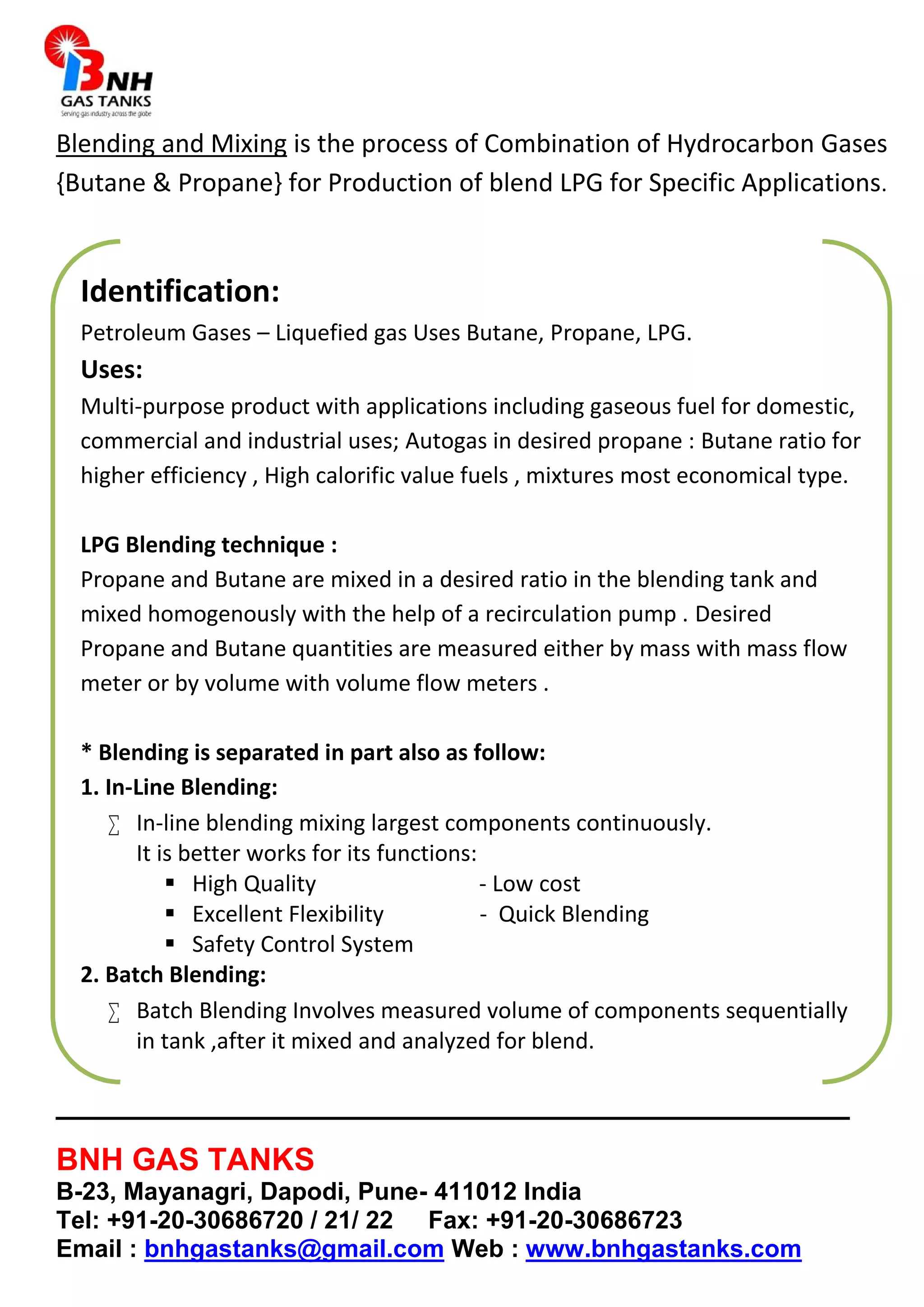 Blending or Mixing of Butane and Propane to Make LPG GAS | PDF