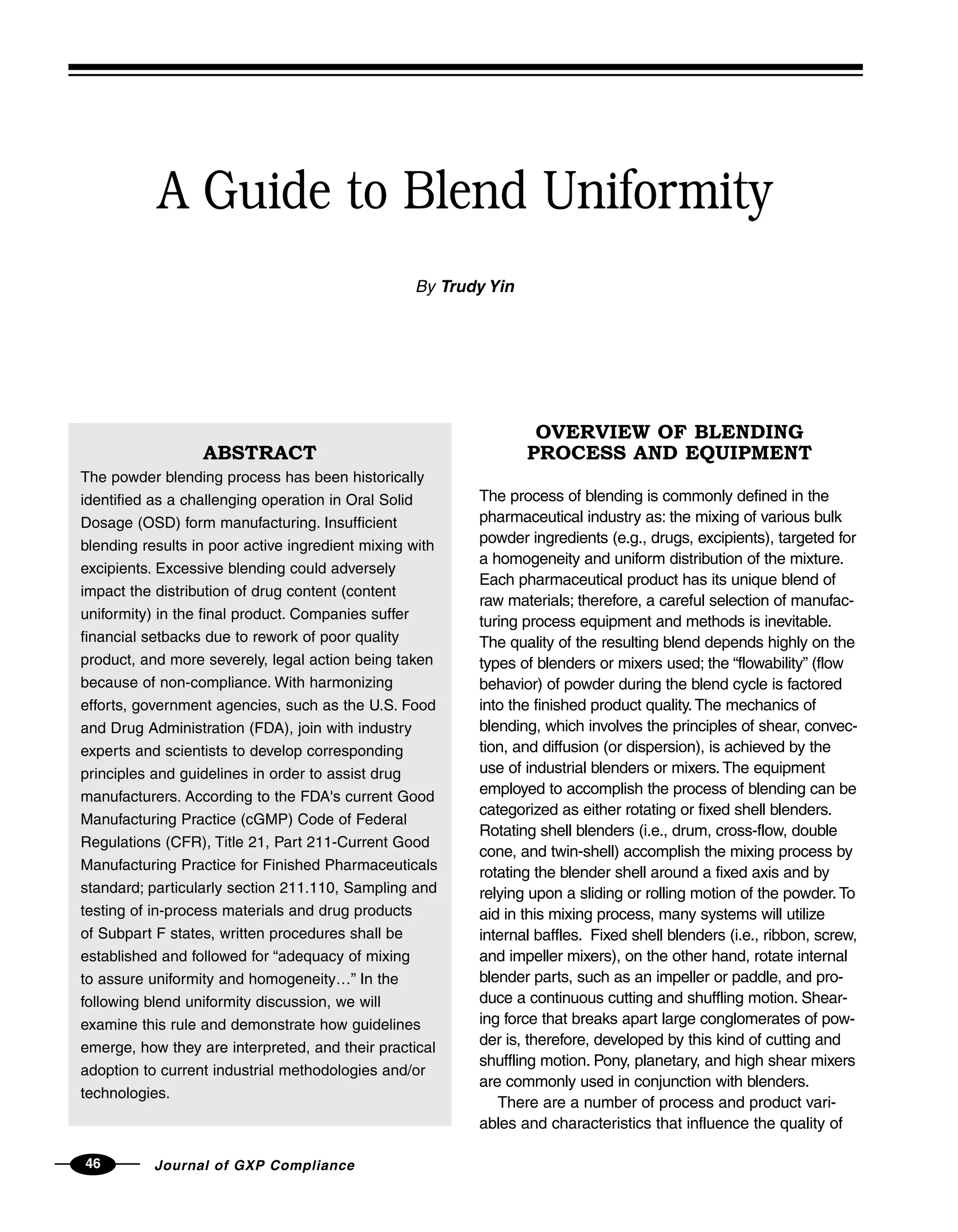 Blend uniformity 01 | PDF