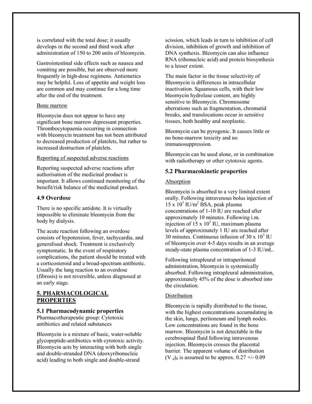 Bleomycin 15000 iu powder for solution for injection infusion smpc taj ...