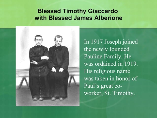 Blessed Timothy Giaccardo, Ssp | PPT
