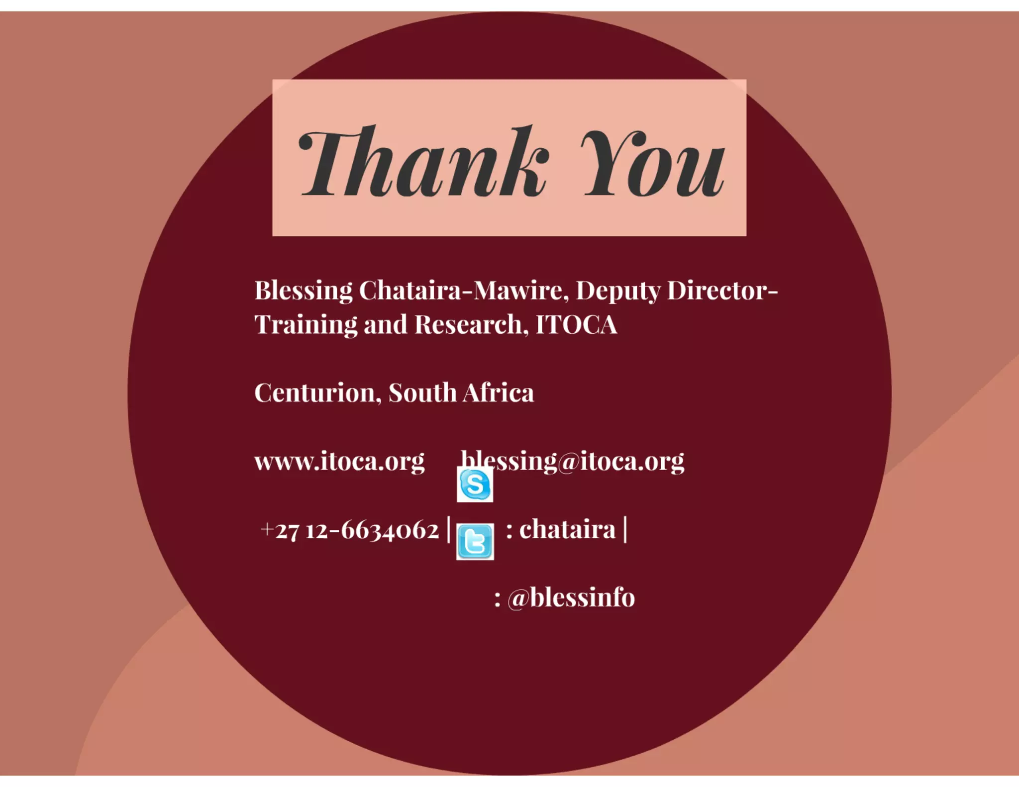 Blessing chataira mawaire capacity building in africa | PPT