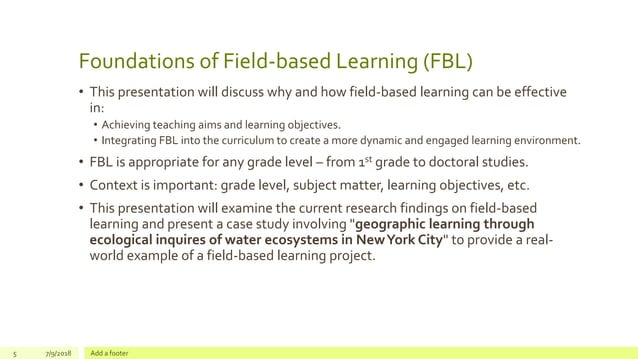 Field-Based Learning | PPTX | Undergraduate Education | College Education