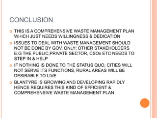 Waste Management in Blantyre City-Polytechnic Students | PPTX