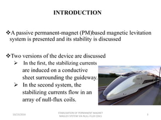 STABILIZATION OF PM MAGNET MAGLEV VIA NULL FLUX COIL | PPTX