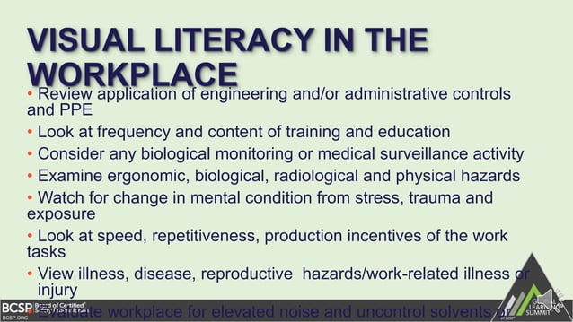 Visual Literacy Related to OSH in the Workplace | PPTX | Resume Writing ...