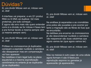 Núcleo e Divisão celular - Mitose e Meiose | PPTX