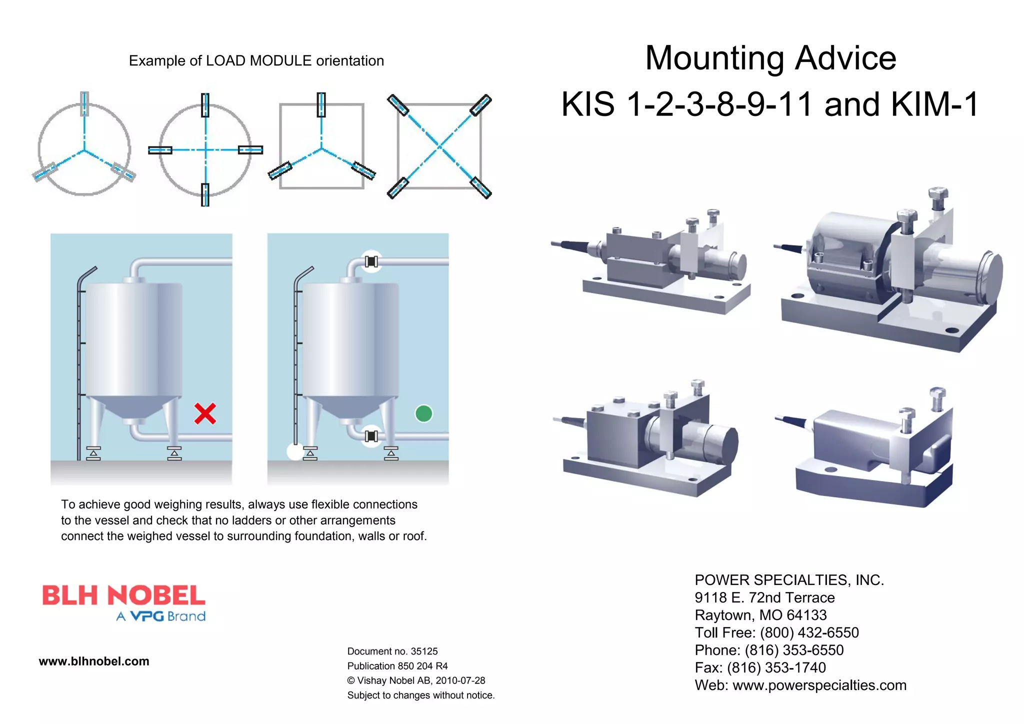 BLH Nobel KIS Load Cell Mounting Advice | PDF