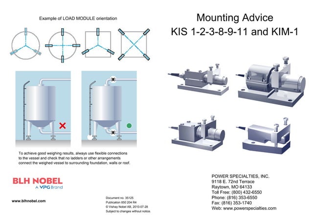 BLH Nobel KIS Load Cell Mounting Advice | PDF