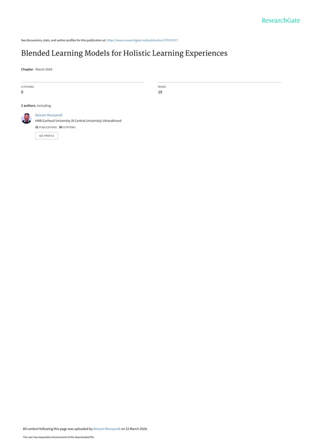 Blended Learning Models for Holistic Learning | PDF