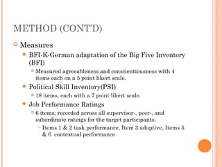 Personality, Political Skill and Job Performance | PPT