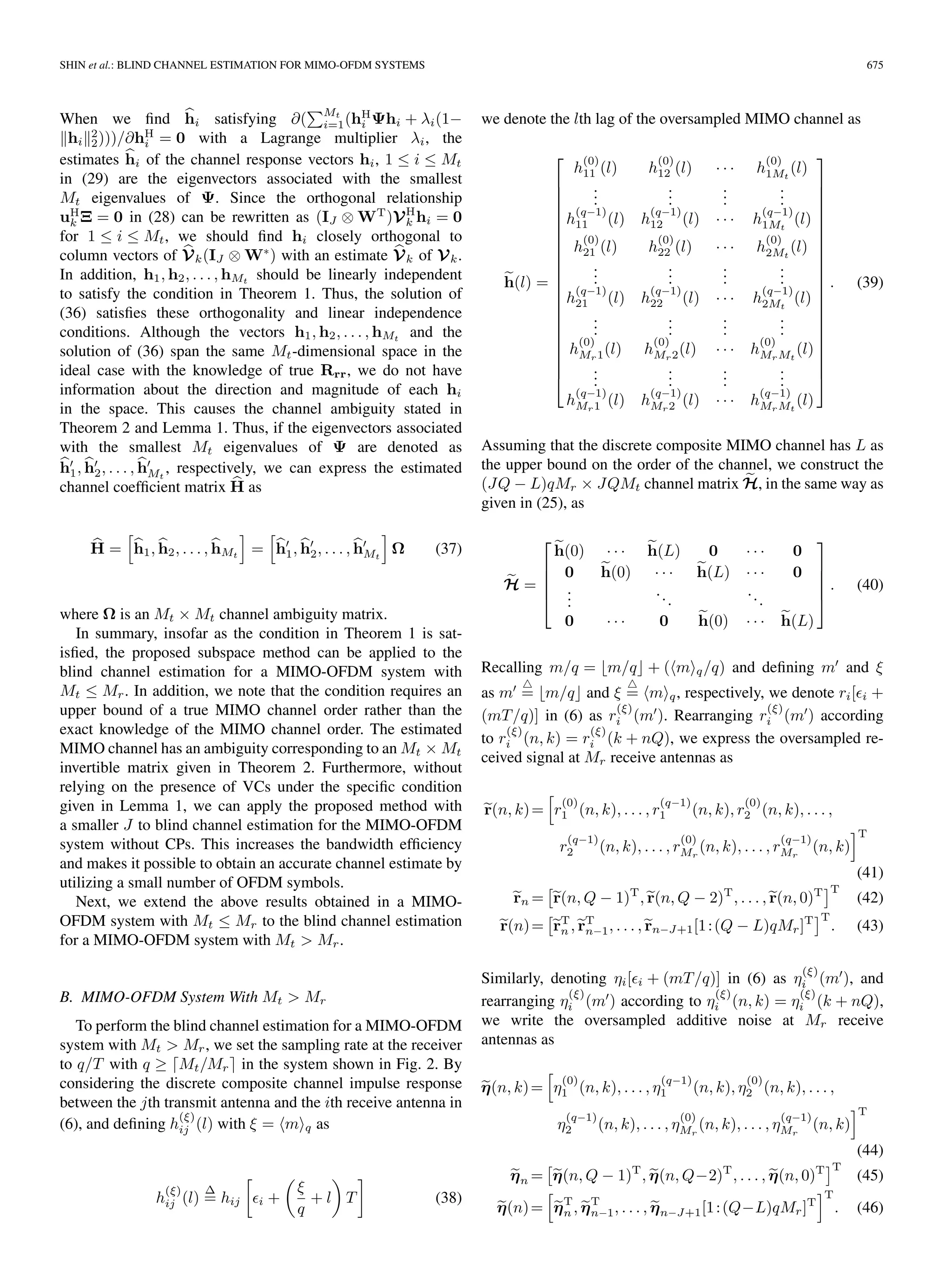 Blind channel estimation for mimo ofdm systems | PDF