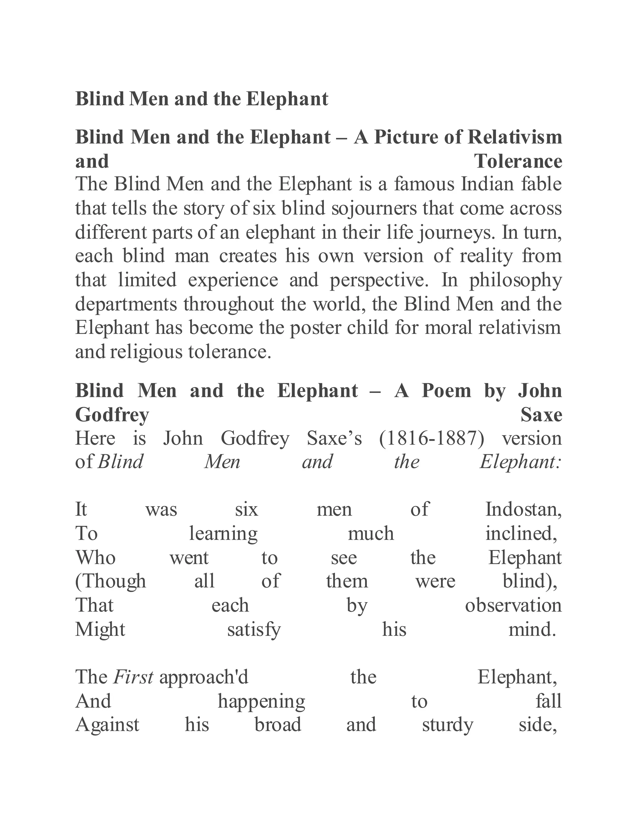 Blind men and the elephant | DOCX